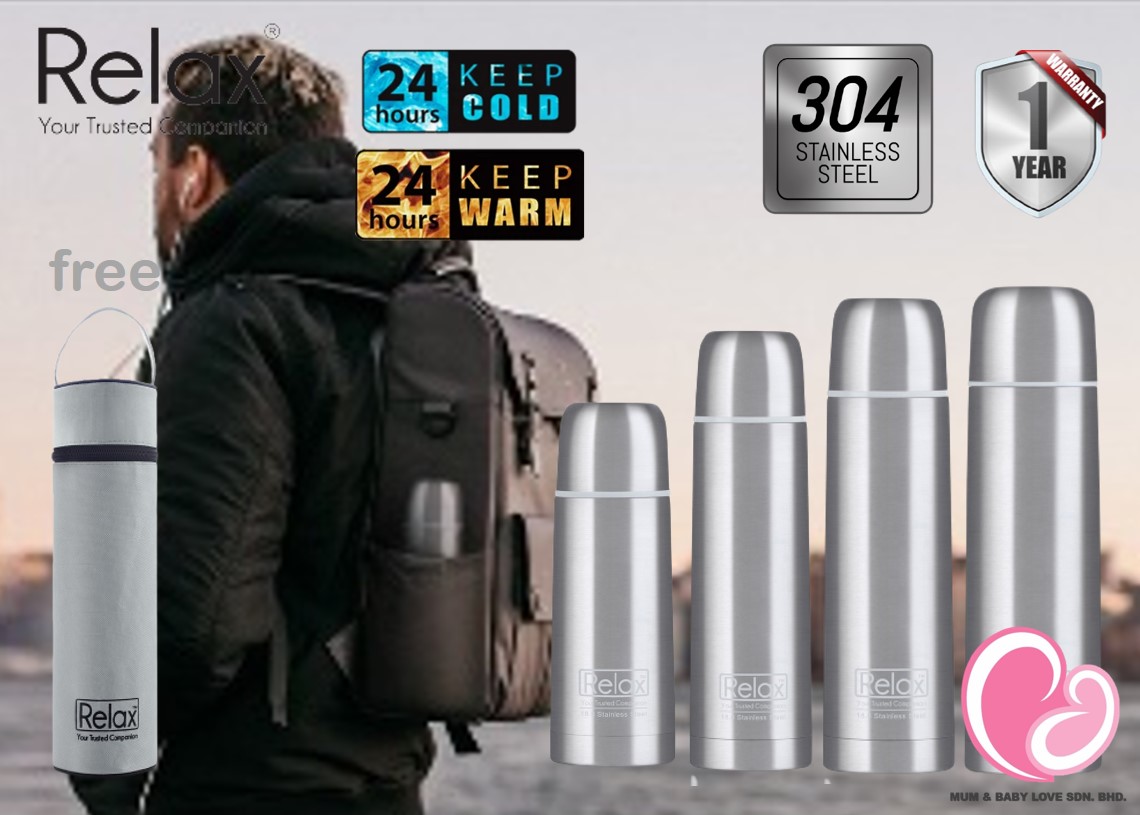 Relax Stainless Steel Thermal Flask with Pouch (350ml/ 500ml/ 750ml ...