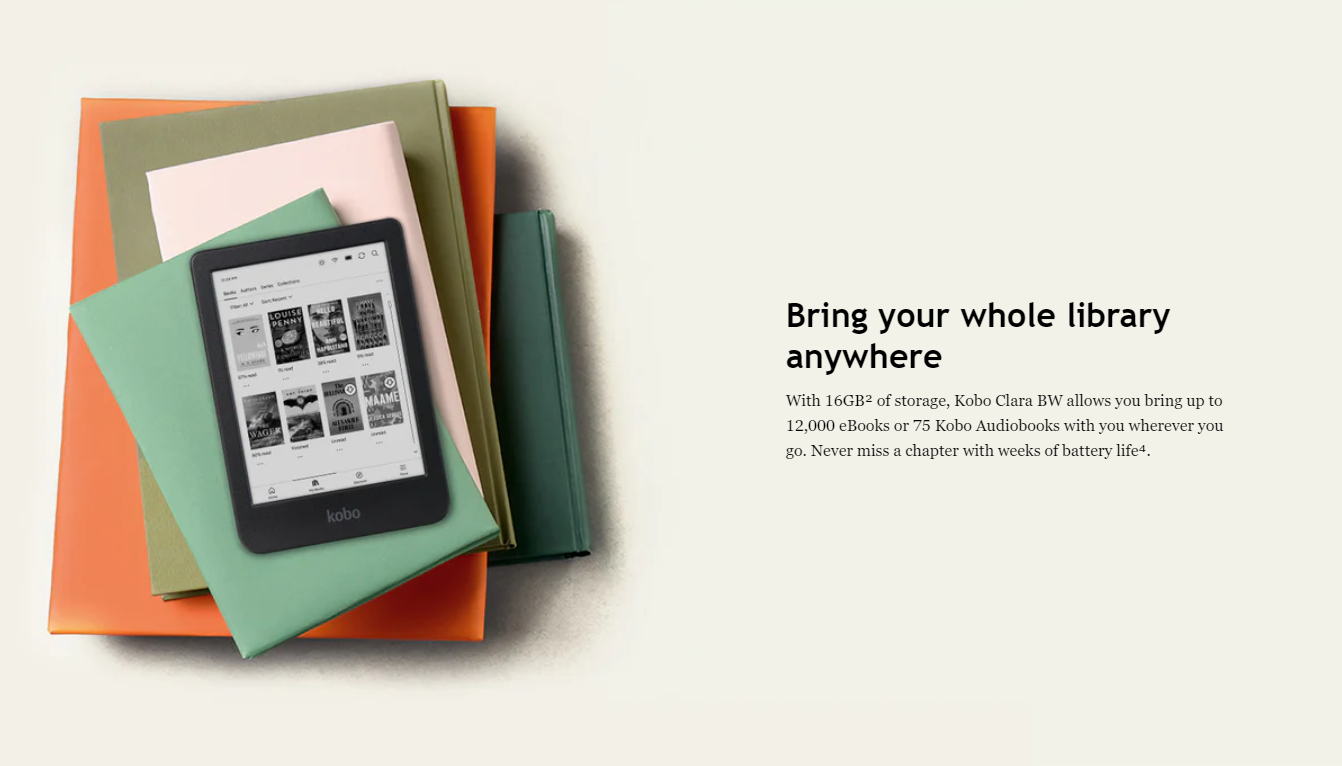 Rakuten Kobo Clara BW eReader 6-Inch Glare-Free Reading Tablet ...