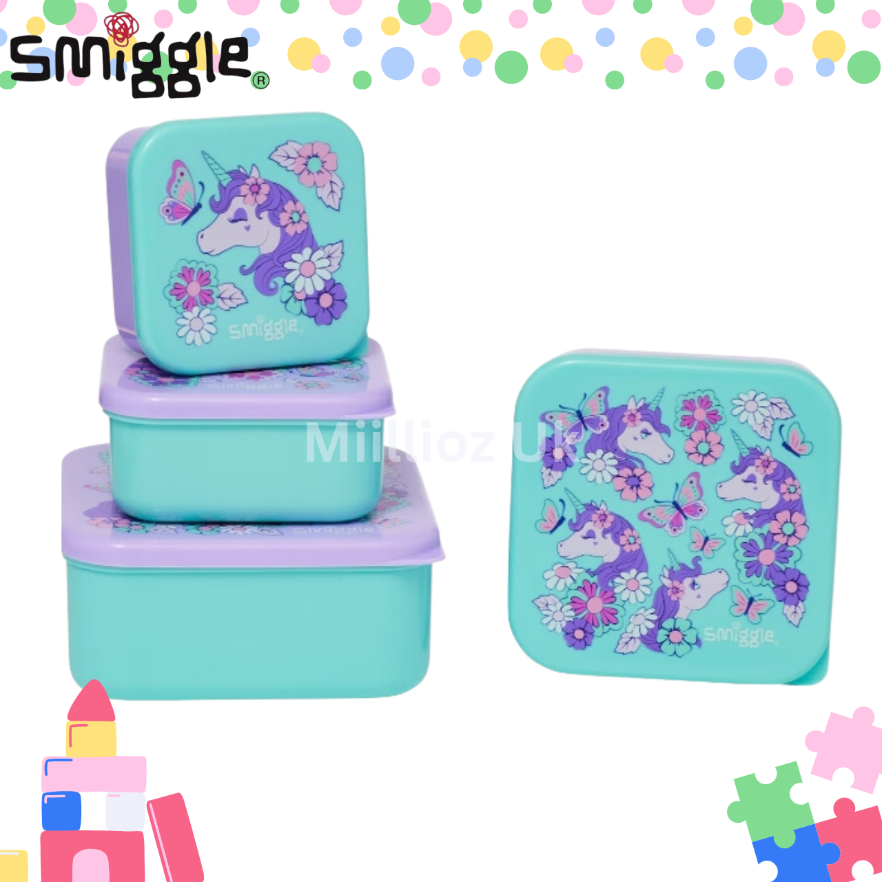 Smiggle Hi There 4 In 1 Nested Containers Stackable Lunchbox (4 pcs ...