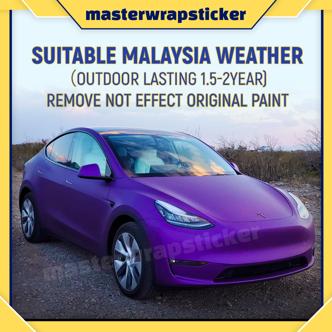 NEW SATIN MATTE PURPLE CAR STICKER(152CM-90CM)stiker kereta ungu vinyl ...