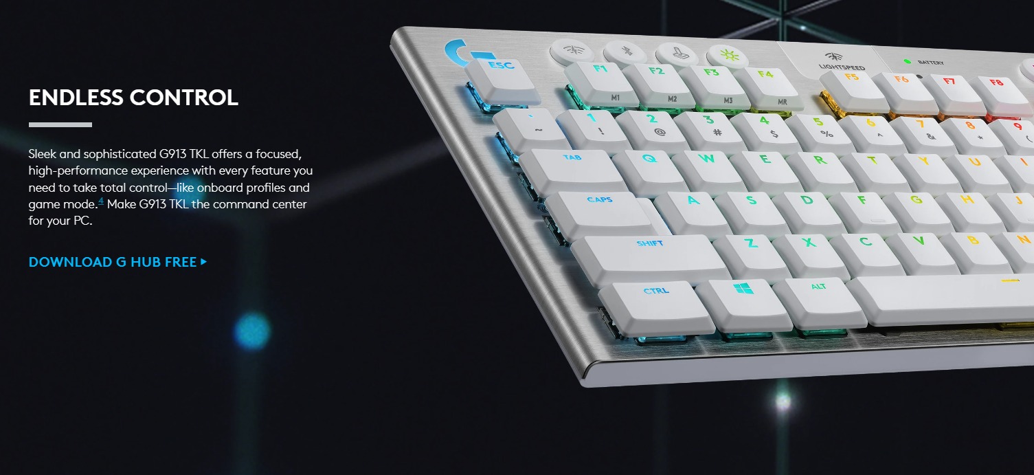 Logitech G913 TKL LIGHTSPEED GL Clicky / Linear / Tactile Tenkeyless ...