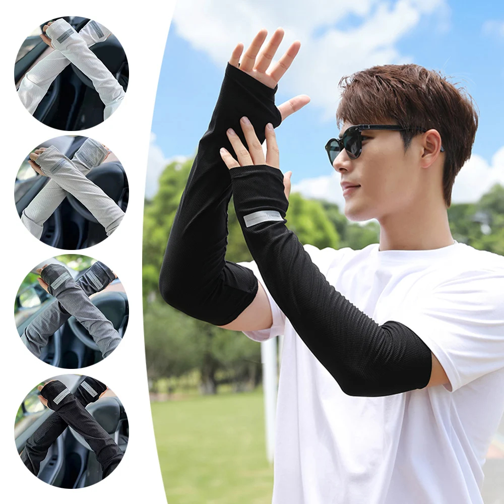 Driving Outdoor Sunscreen Ice Arm Sleeves Gloves UV Protection Arm ...