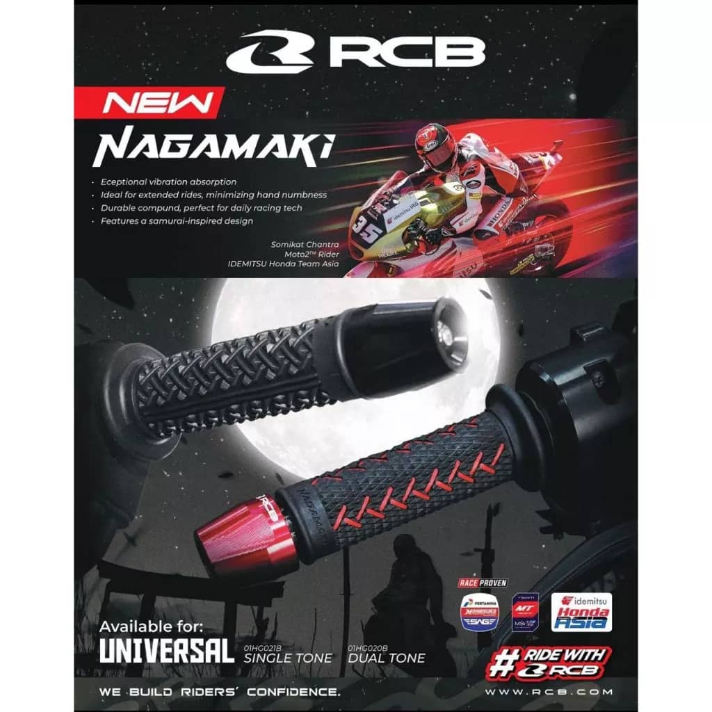 100% ORIGINAL RCB RACING BOY HANDLE GRIP THROTTLE NAGAMAKI SINGLE TONE / DUAL TONE RUBBER ...