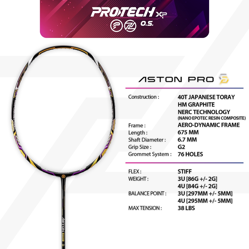 PROTECH Aston Pro 3u | 4u High End BADMINTON Racket CHAN PENG SOON ...