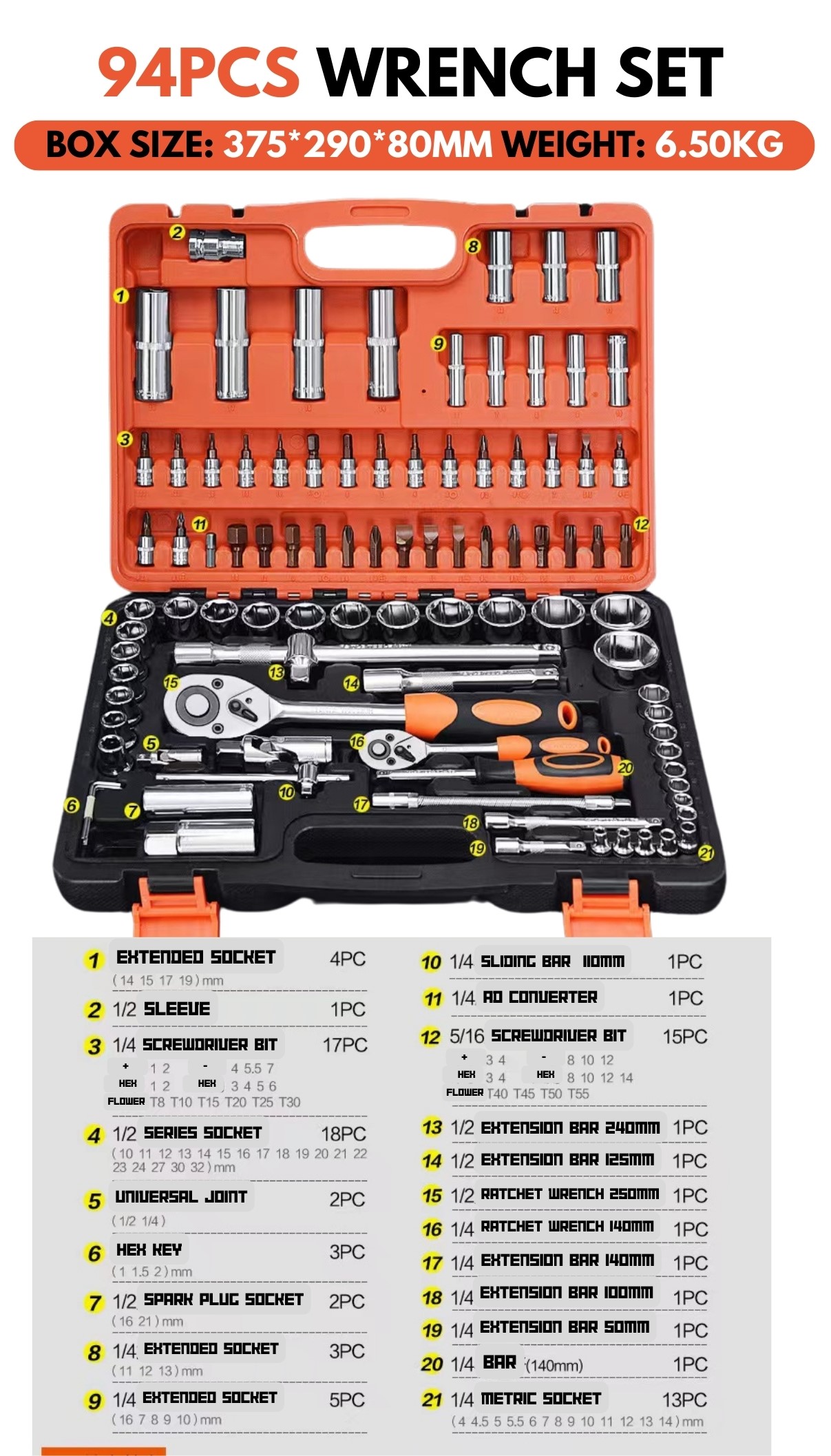 SONCO 🔥CR-V Original🔥 94pcs Combination Socket Wrench Ratchet Spanner ...