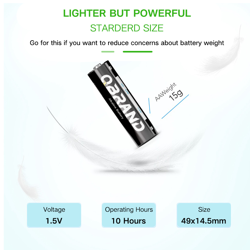 Qbrand 1.5V AA Alkaline Battery High Capacity Long Use Work Over 10H ...