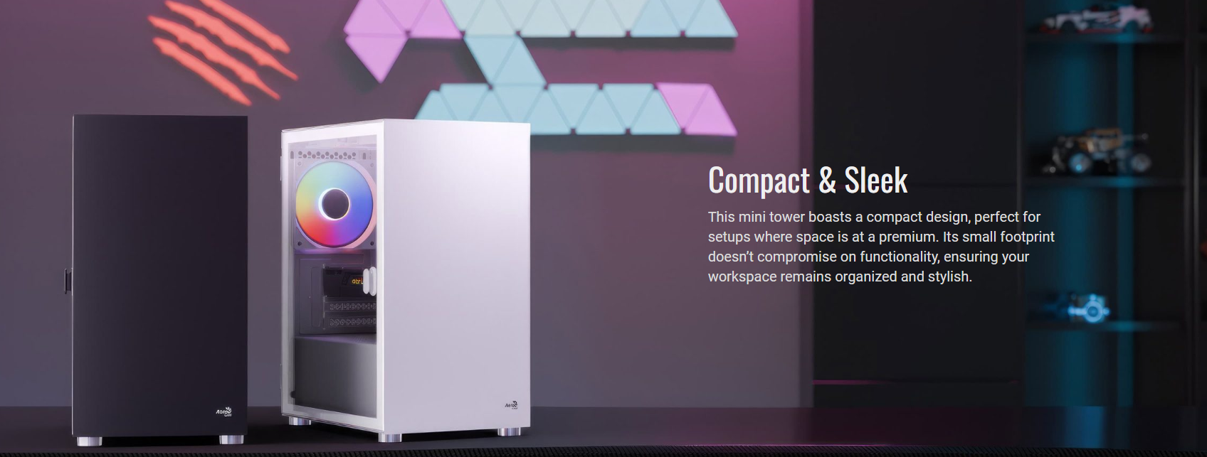 AeroCool CS-111 Black / White Tempered Glass Side Panel Micro ATX (mATX ...
