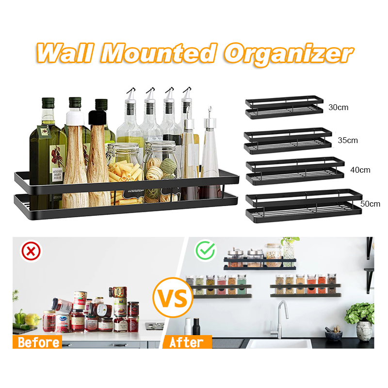 🔥Wall Mounted Kitchen Spice Rack Condiment Seasoning Rack Storage ...