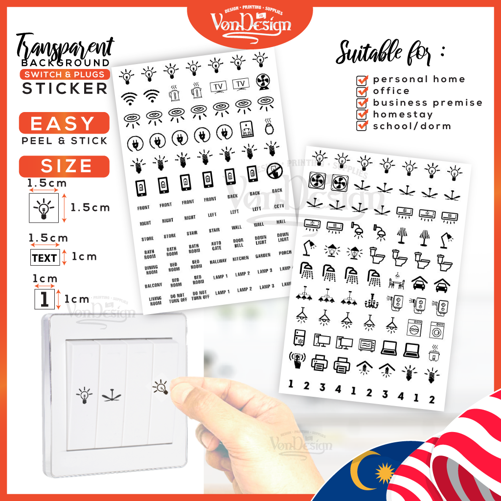 STICKER SUIS & PLUG BASIC TRANSPARENT | TRANSPARENT PLUG & SWITCHES ...