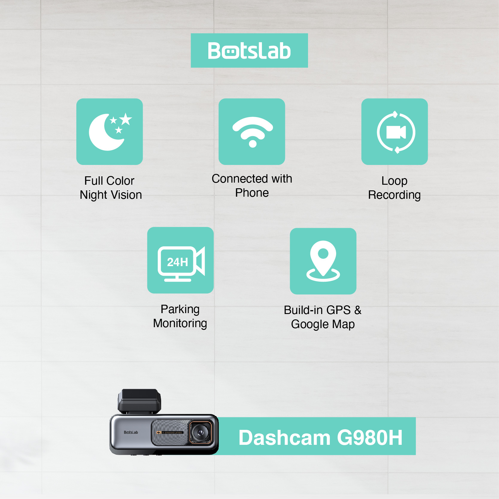 Botslab Dash Cam G980H Front + Rear 4K/1080P Camera Full Color Night ...
