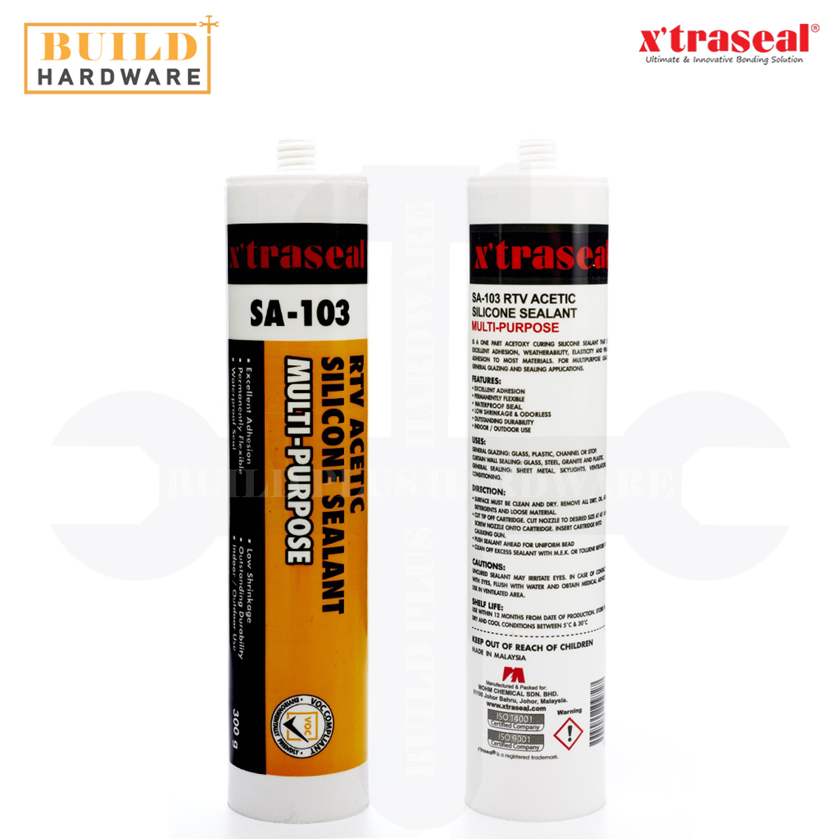 X'TRASEAL SA-103 300g Multi-Purpose RTV Acetic Silicone Sealant Black/Clear/White 多功能酸胶 Pengedap ...