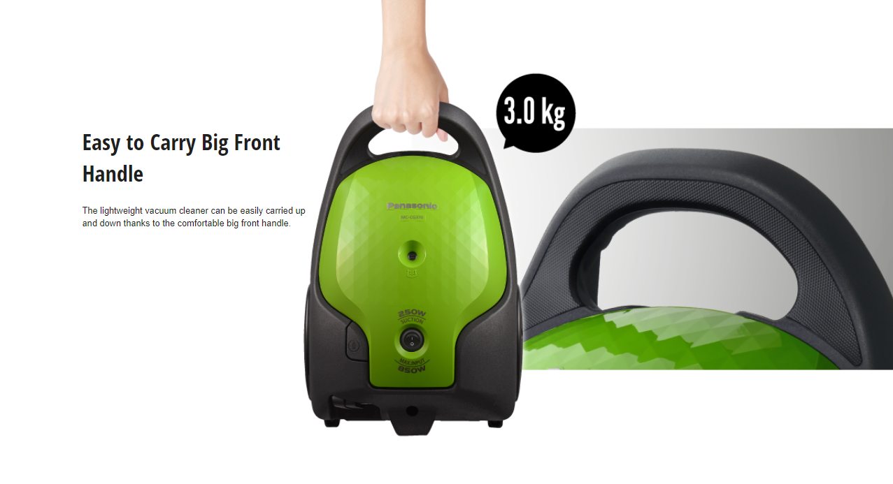 PANASONIC 850W LIGHT & POWERFUL BAGGED VACUUM CLEANER MC-CG370 / MC ...