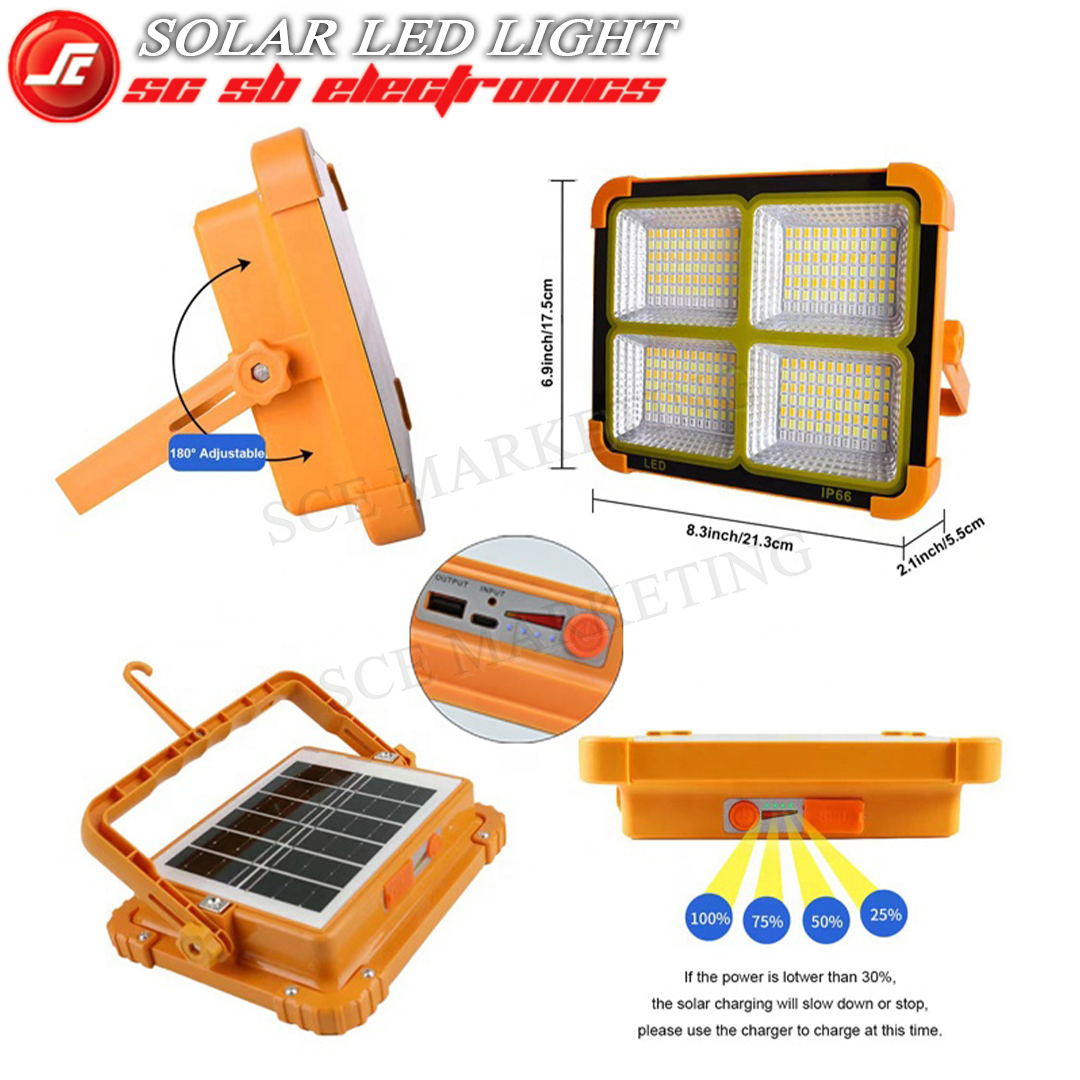 60W PORTABLE SOLAR MULTIFUNCTION SPOTLIGHT FLASH LIGHT FLOOD LIGHT WITH ...