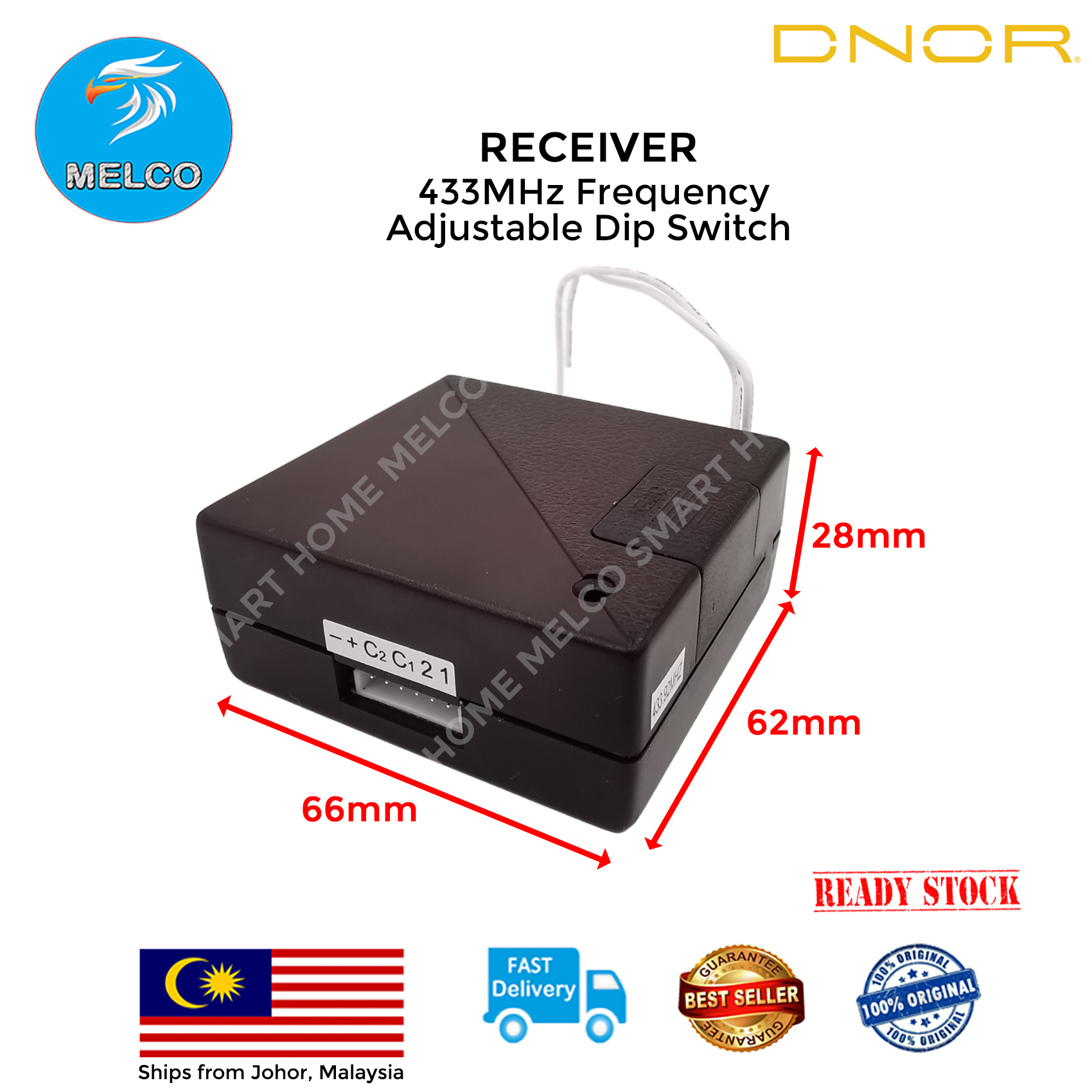 Dnor 2 channel Autogate Remote Controller 433Mhz 8 pin dip code type ...