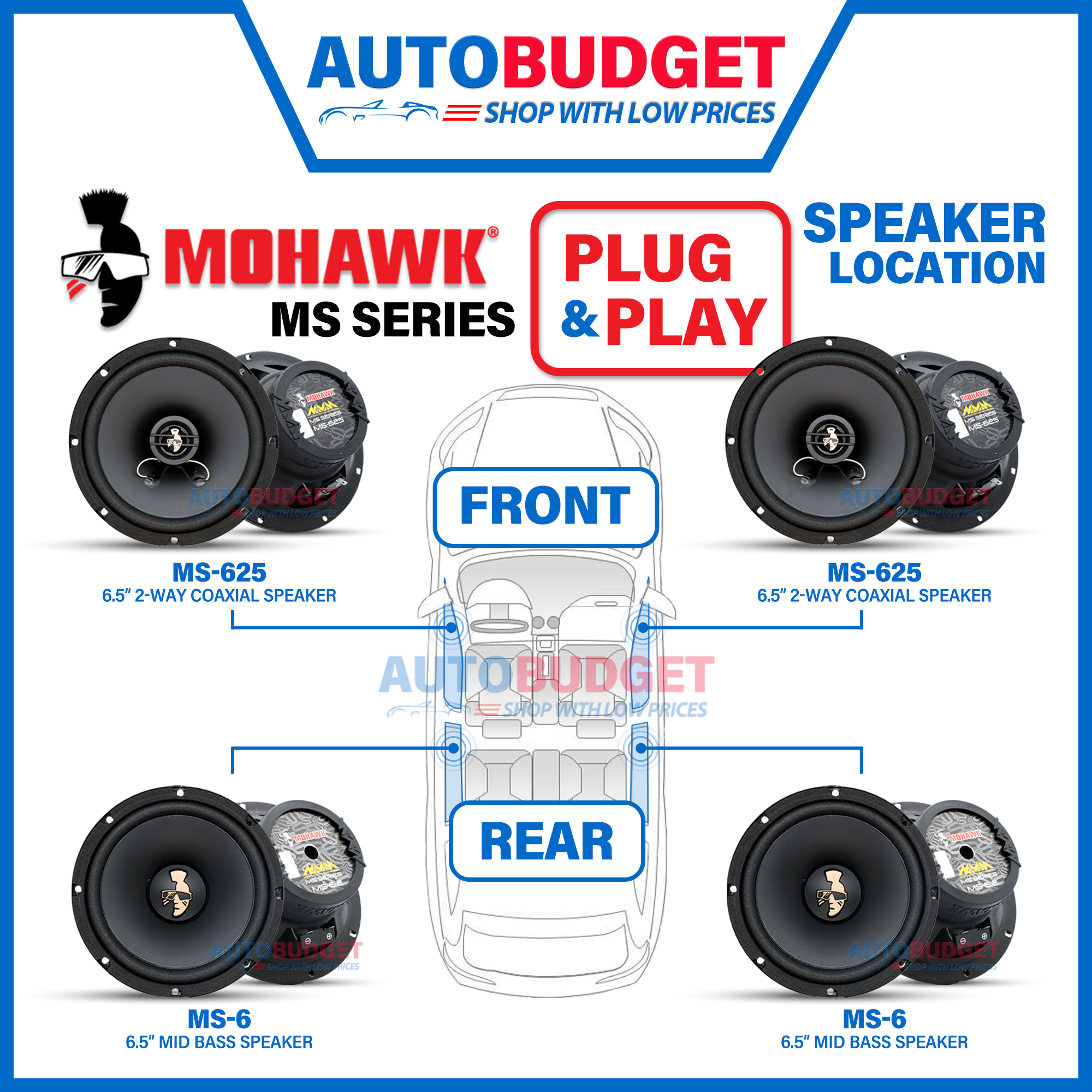 MOHAWK MS MS-625 MS-6 Plug & Play Proton Perodua Honda Toyota Nissan ...