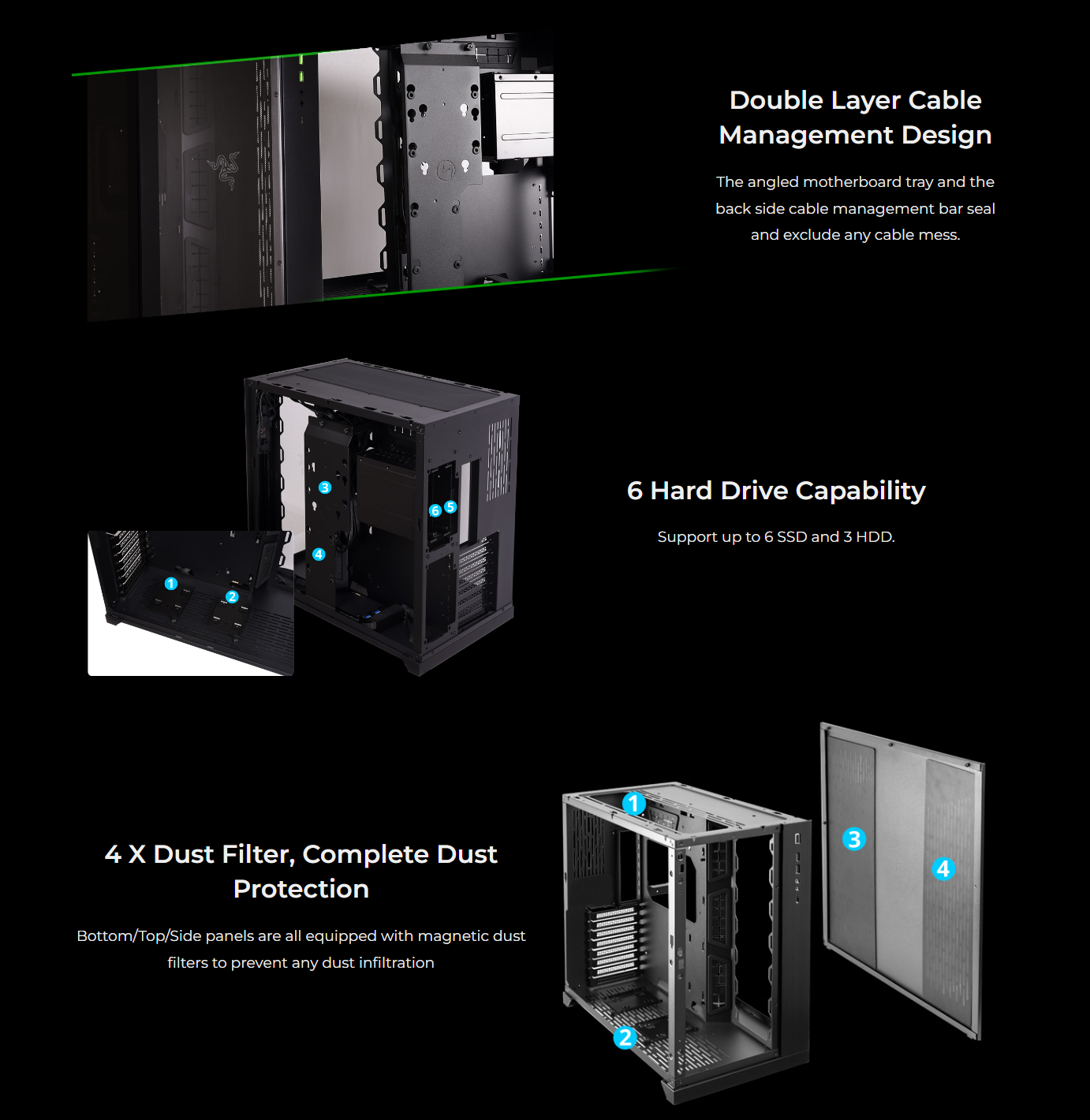 LIAN LI O11 DYNAMIC RAZER EDITION TG E-ATX Chassis - Razer Edition ...
