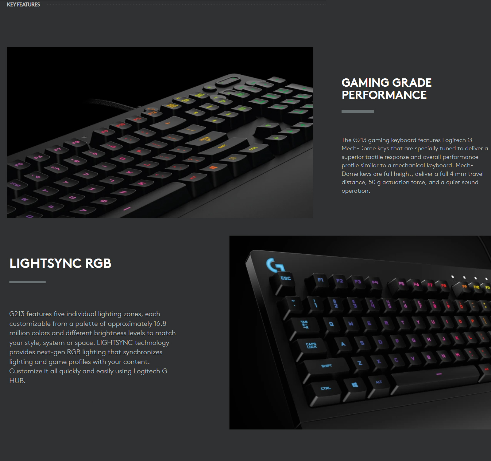 Logitech G213 PRODIGY RGB Wired Gaming Keyboard | Dedicated Media ...
