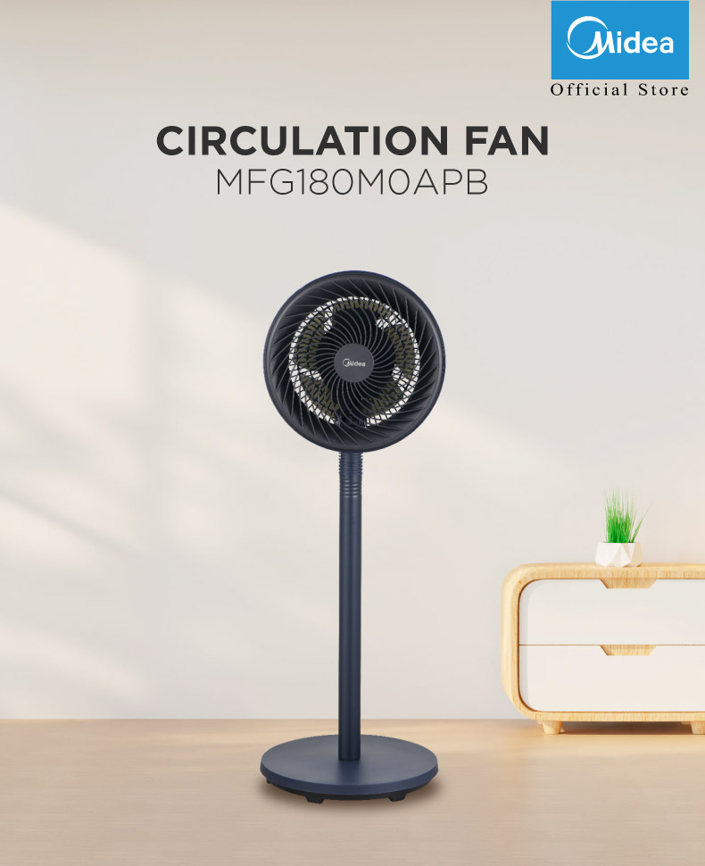 Midea MFG180M0APB 5 Blades 7 Inch Circulation Fan With 3 Speed Levels ...
