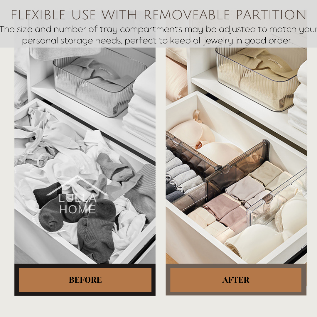 LullaHome Acylic Transparent Extendable Drawer Divider Adjustable ...