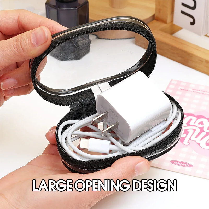 🔥Transparent Cable Charger Storage Bag Travel Organizer Bag Single Mini ...