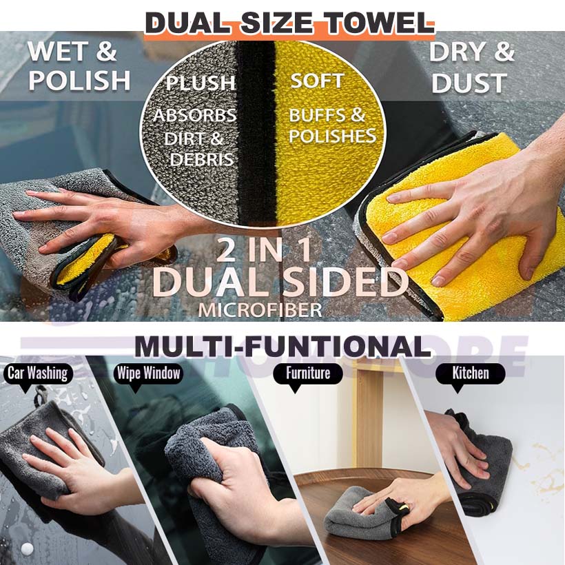 UBH Car wash towel Kain kereta Thick microfiber towel for wax polish ...