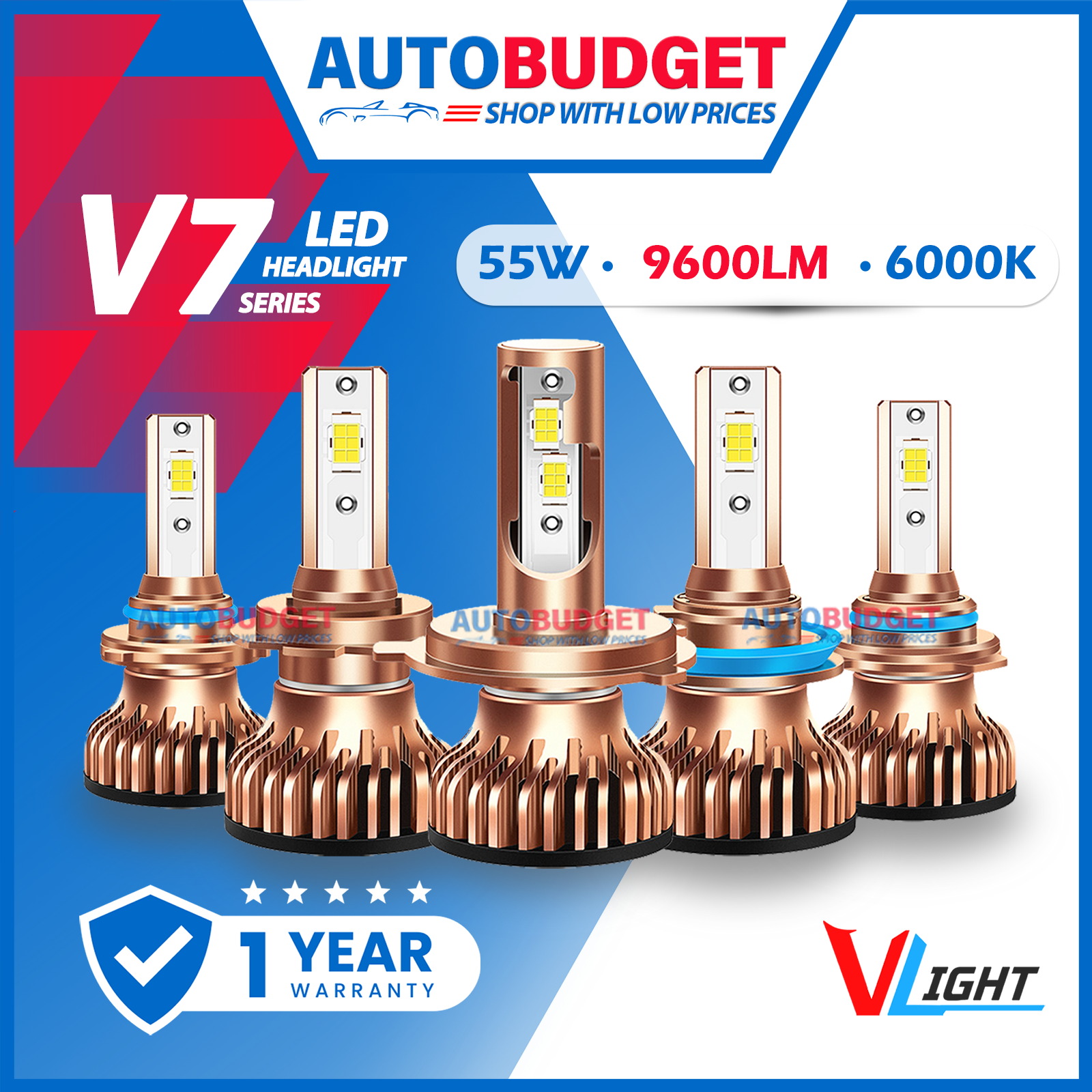 (2 Pcs) PROTON Satria Neo GTI V7 V6 VLight Premium LED Car Headlight H4 ...