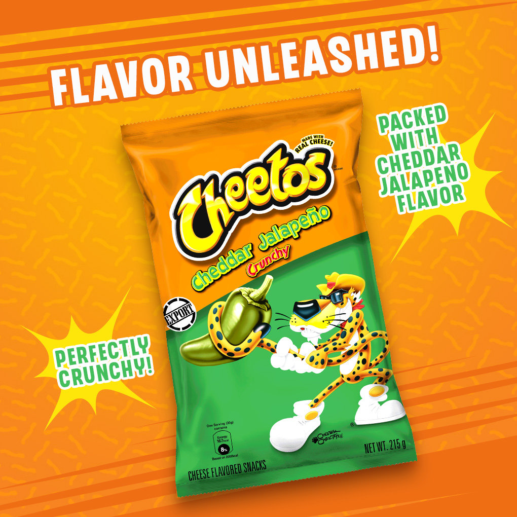 Cheetos Crunchy Cheddar Jalapeno 215g / Cheetos Crunch Perisa Cheddar ...