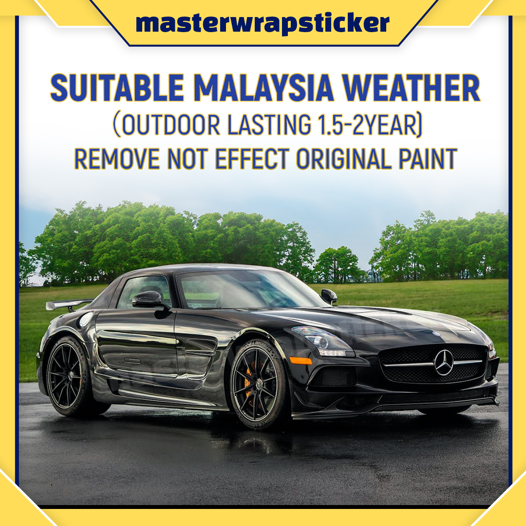PREMIUM GLOSSY BLACK STICKER KERETA(152CM-90CM)car stiker kilat ...
