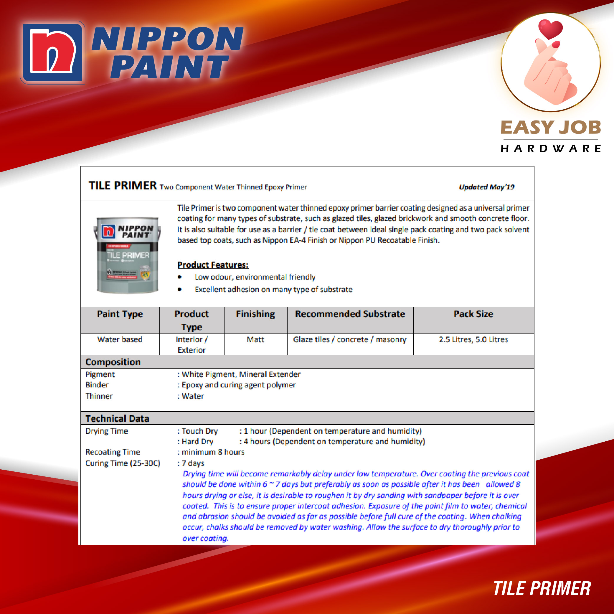 Nippon Paint 2.5L / 5L Tile Primer Tiles Paint Epoxy | Shopee Malaysia