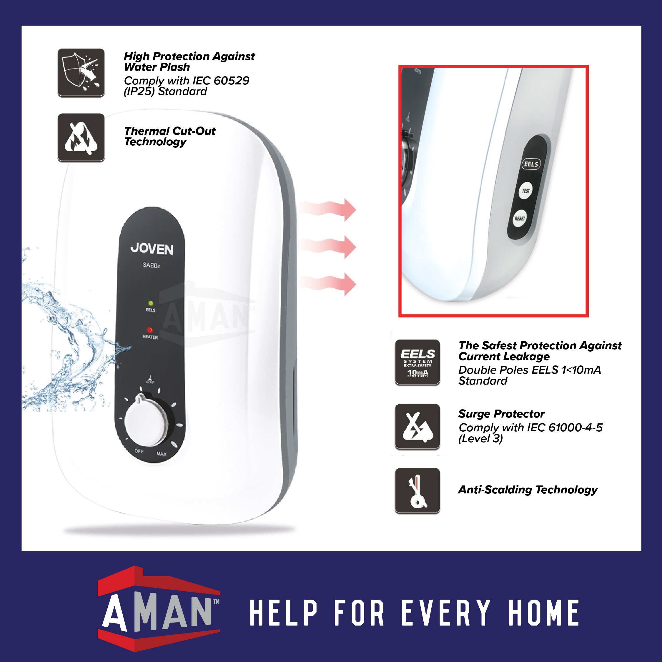 JOVEN Water Heater Without Pump Rain Shower Bathroom Instant Hot Water ...