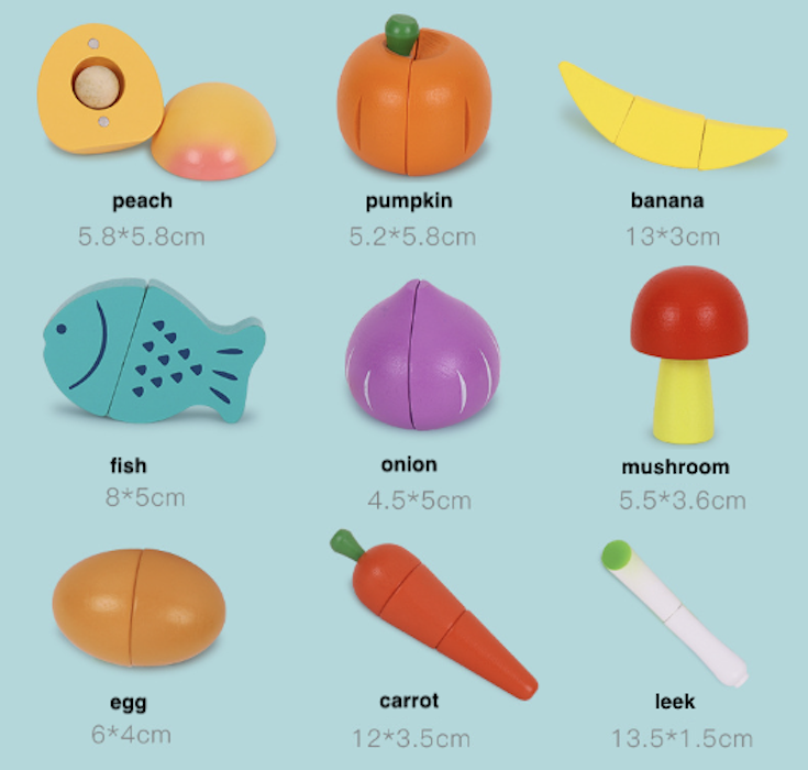 BabyBoss Wooden Magnet Food Cutting Fruit Vegetable Food Toy Pretend ...