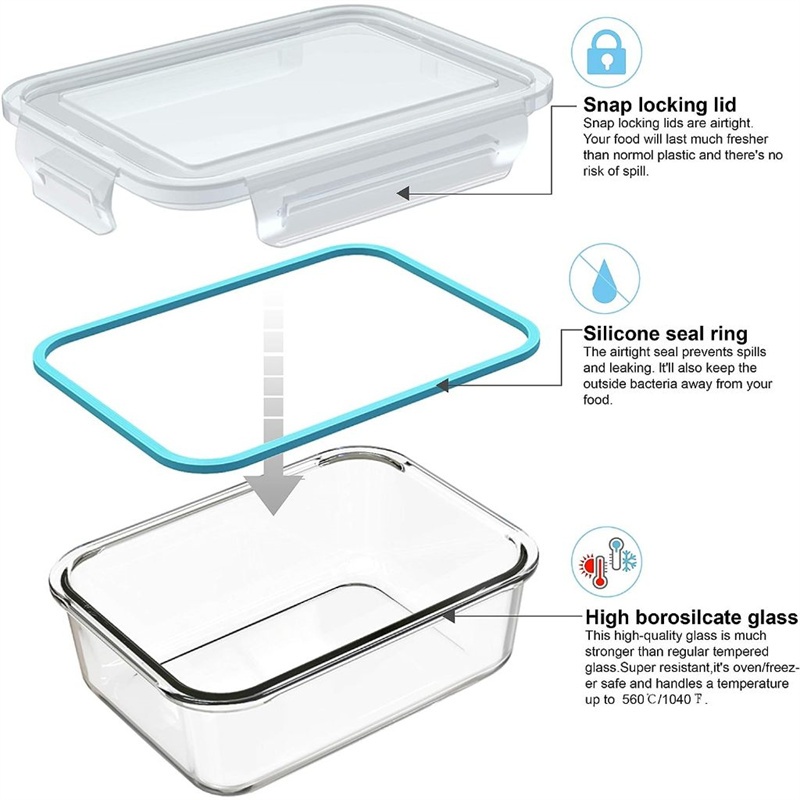 Microwave-heated lunch box Heat Resistant Borosilicate Glass Container ...