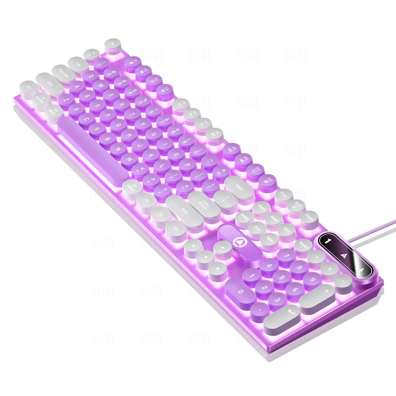 WIRED White RGB KeyboardK600 Gaming Mechanical Keyboard 104 Keys Round ...