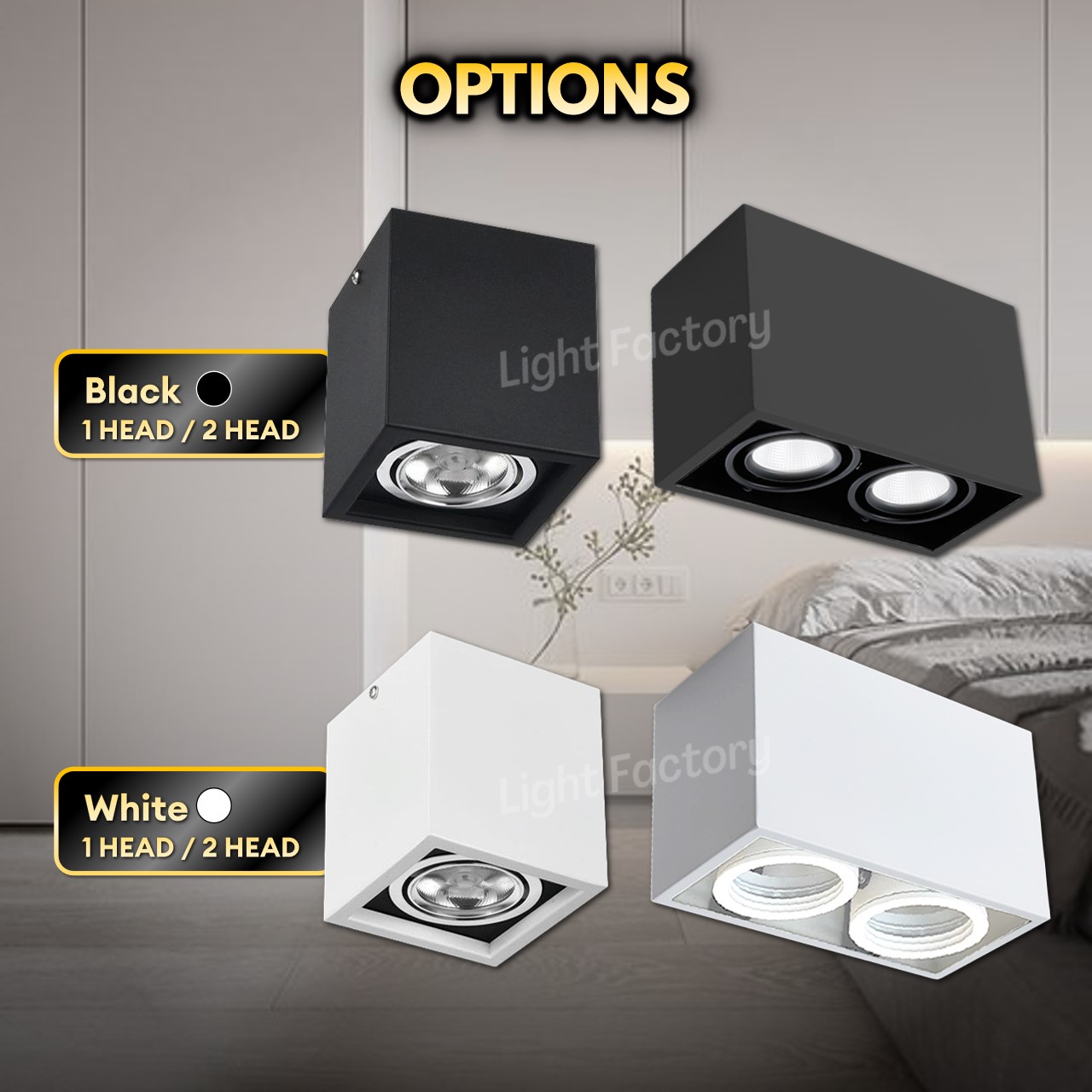 LED Surface Eyeball Fitting MR16 1 Head 2 Head/Casing Surface Eye ball ...