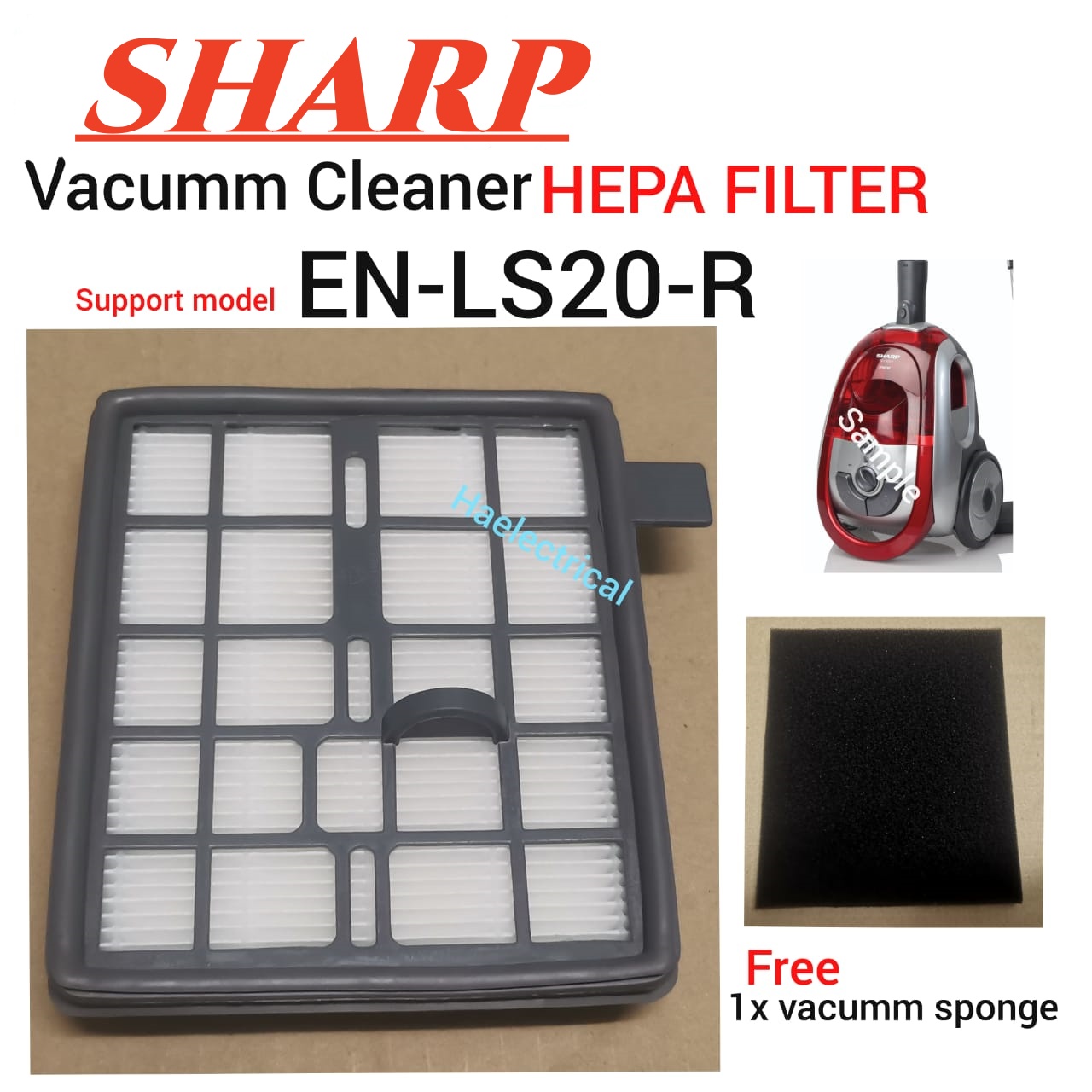 (FREE SPONGE) Vacuum Cleaner HEPA FILTER for Sharp EC-LS20-R / EC-LS20 ...