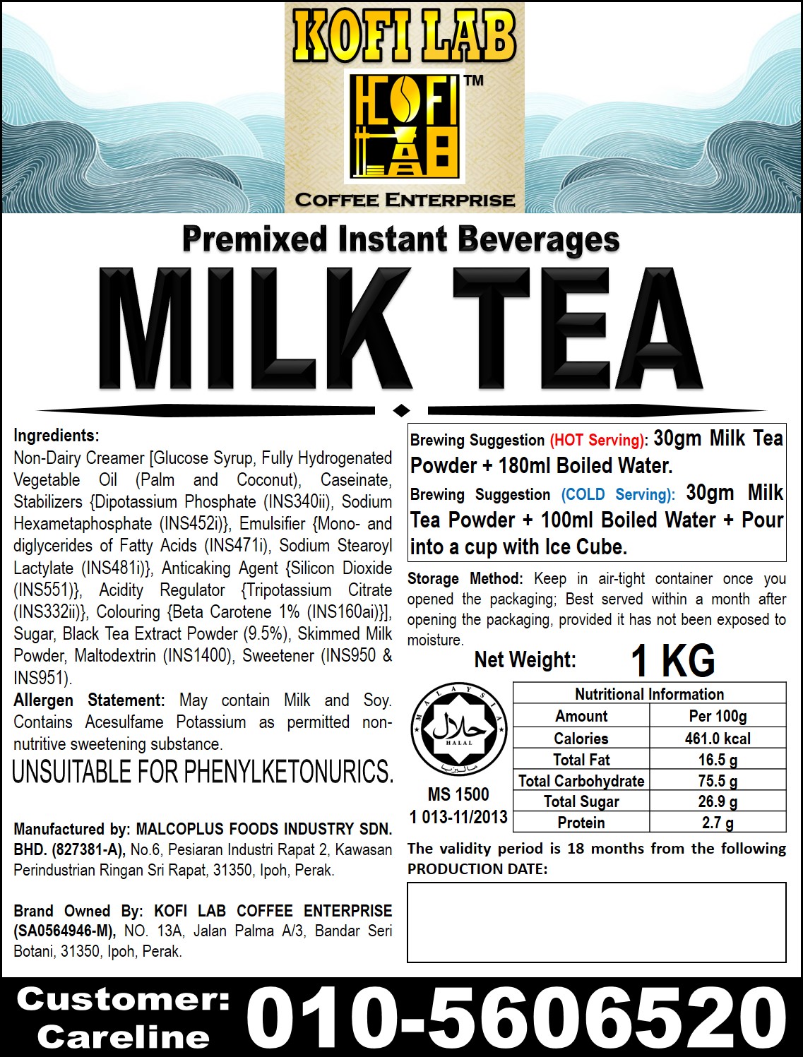 MILK TEA | TEH TARIK | TEH SUSU | KOFI LAB | HALAL | Premixed Instant ...