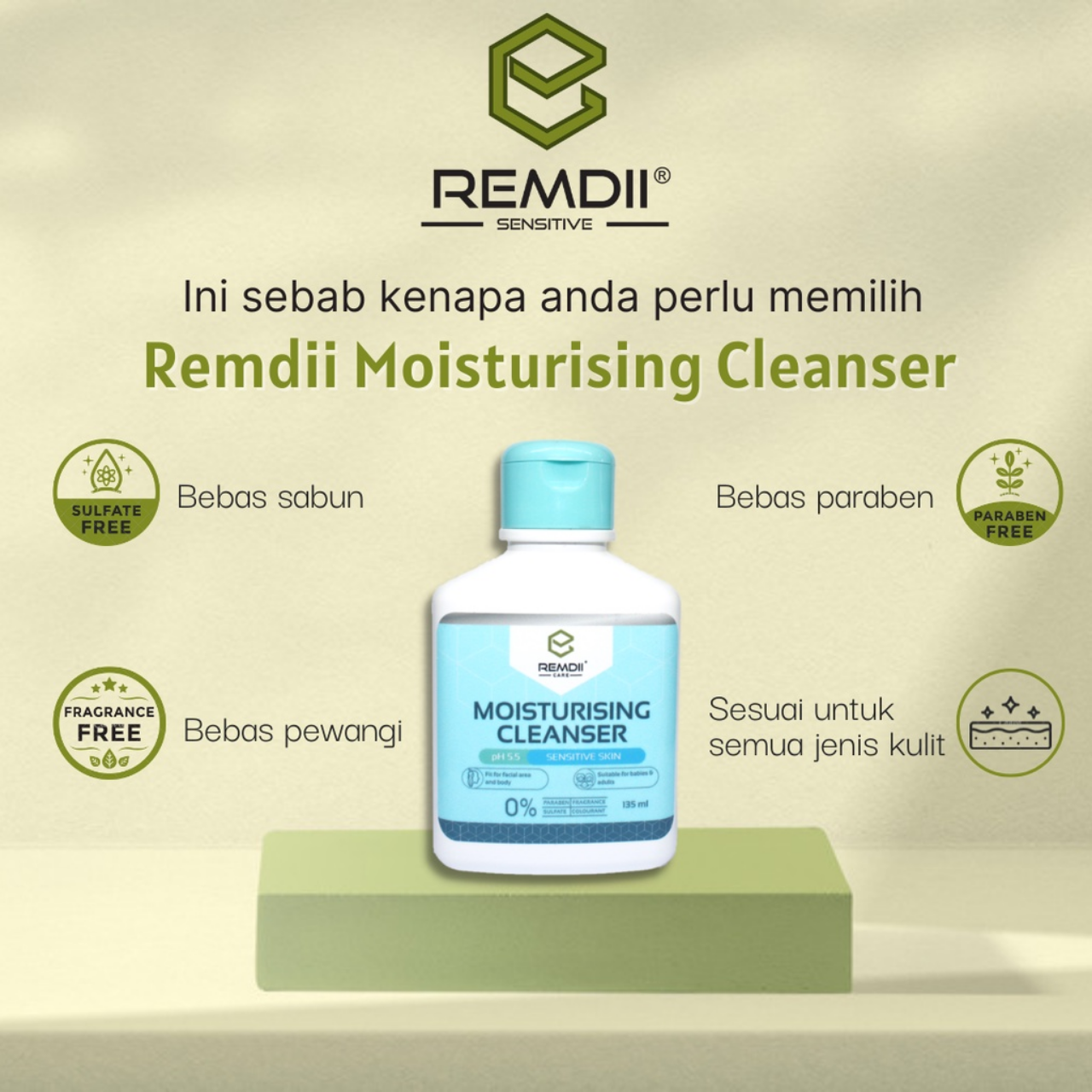 Remdii Sensitive Moisturising Cleanser | Suitable for Baby (135ml ...