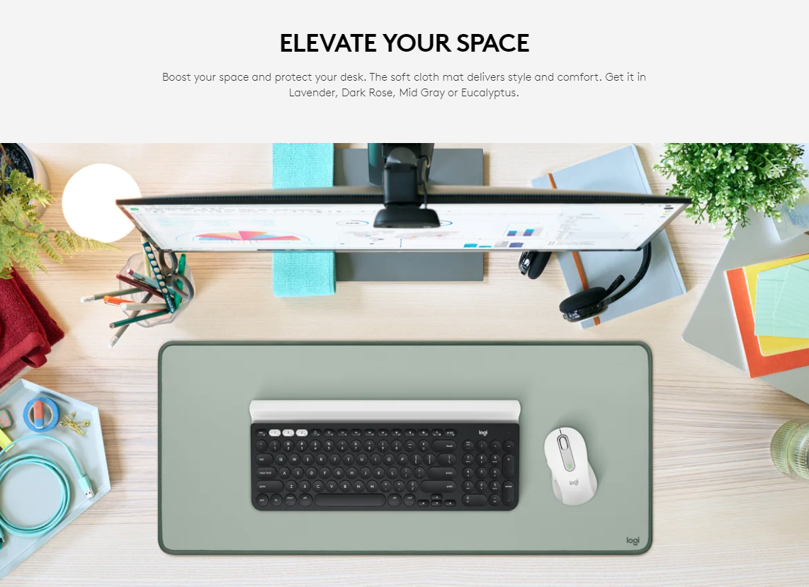 LOGITECH DESK MAT STUDIO MOUSE PAD WITH 30CM X 70 CM / SOFT / ANTI SLIP ...