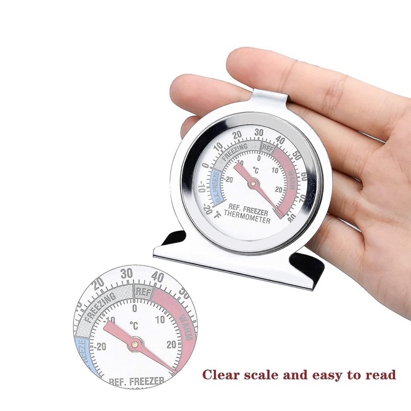 Refrigerator Freezer Thermometer Fridge DIAL Type Stainless Steel Hang ...