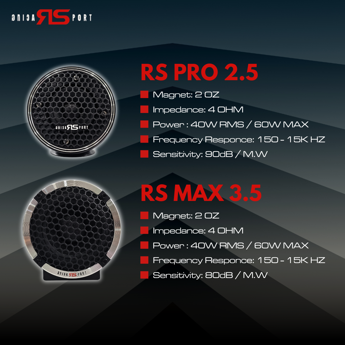 RS RACING SPORT (RS 2.0 / RS 2.5 / RS PRO 2.5 / RS MAX 3.5) 2" 2.5" 3.5 ...