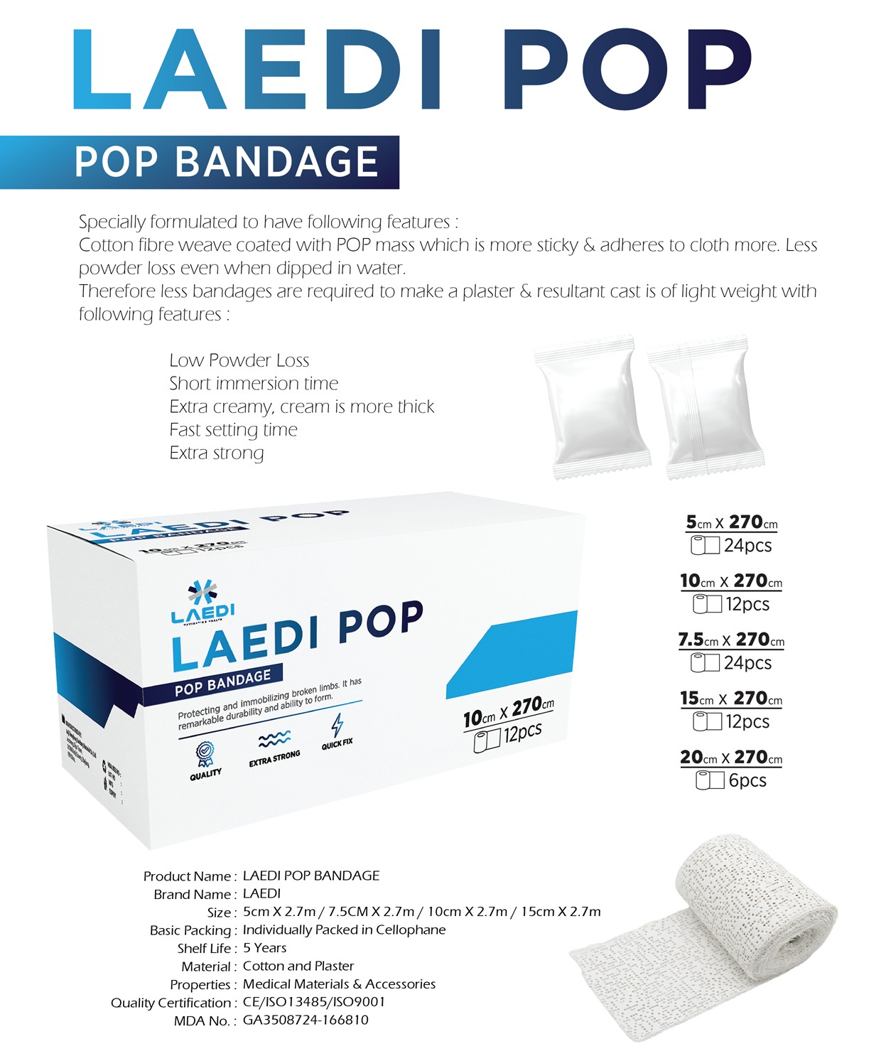 [BUNDLE] LAEDI POP (Plaster of Paris) Bandage - For fracture wound ...