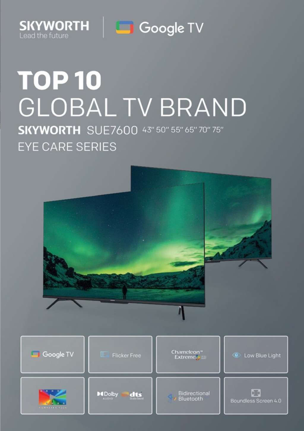 SKYWORTH SUE7600 Google Smart TV 43 & 50 & 55 & 65 & 70 & 75 & 86 Inch ...