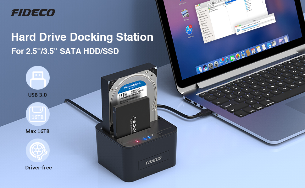 FIDECO YPZ04-S2H-U3 USB 3.0 Dual Bay HDD SSD Docking Station With Built-In USB 3.0 hub | Shopee ...