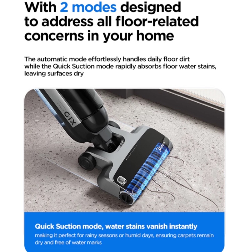 Midea Wet & Dry Vacuum Cordless Floor Washer With Self Cleaning ...