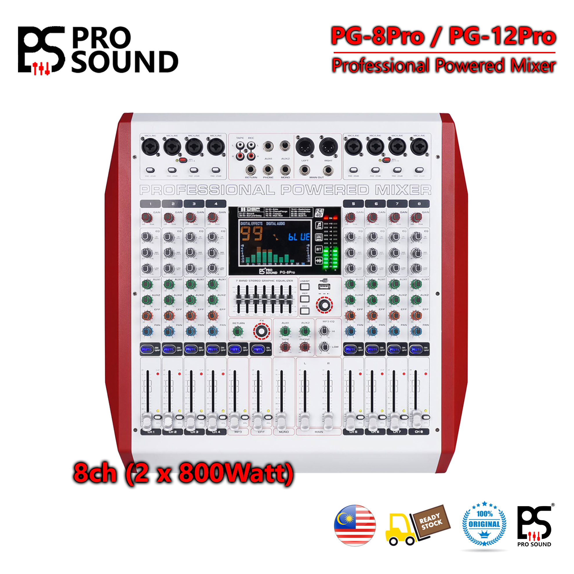 PS Pro Sound PG-8Pro / PG-12Pro Powered Mixer 2x800 Watt High Power ...