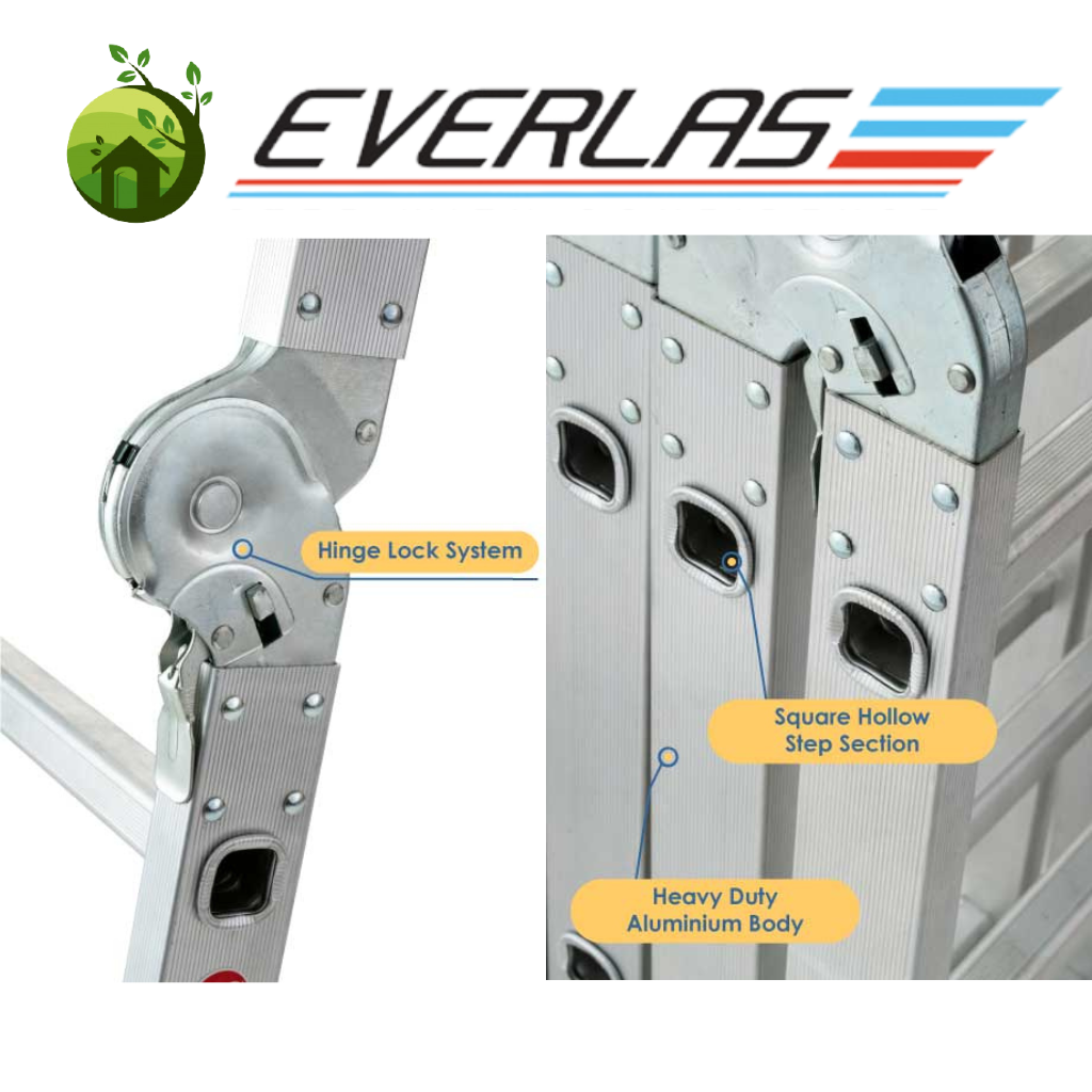 EVERLAS Tangga Lipat 16/18/20 steps Aluminium Multi Purpose Ladder ...