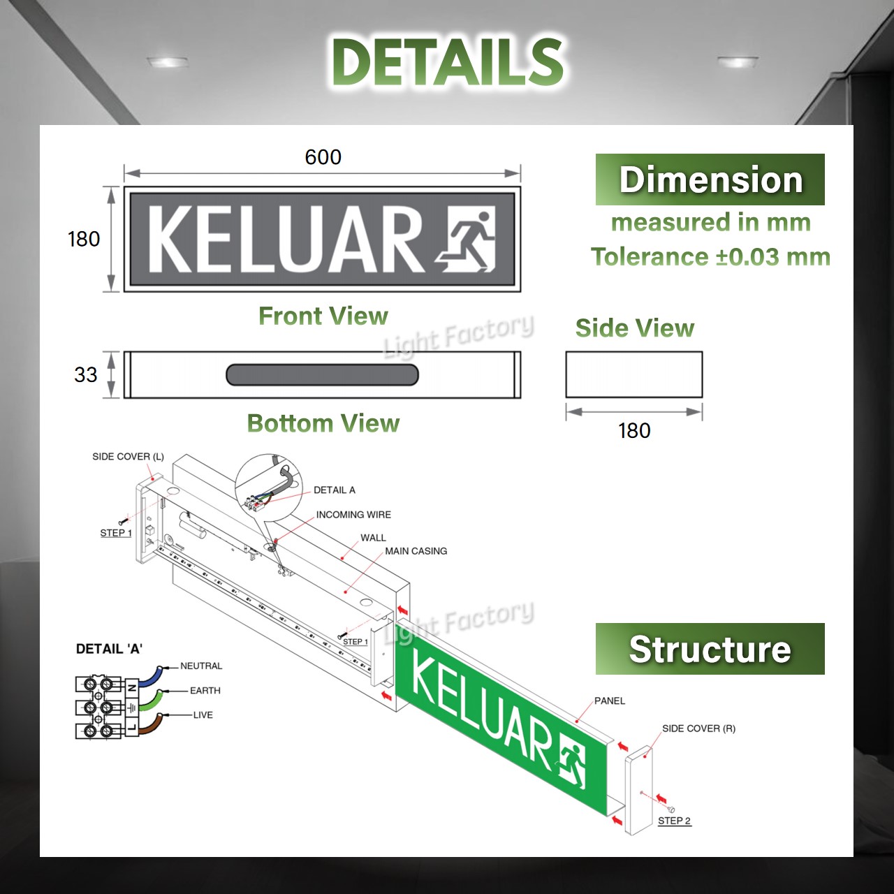 [SIRIM & Bomba Approved] KELIP KELIP LED KELUAR SIGN FUJIBIN BE1ST 101B ...