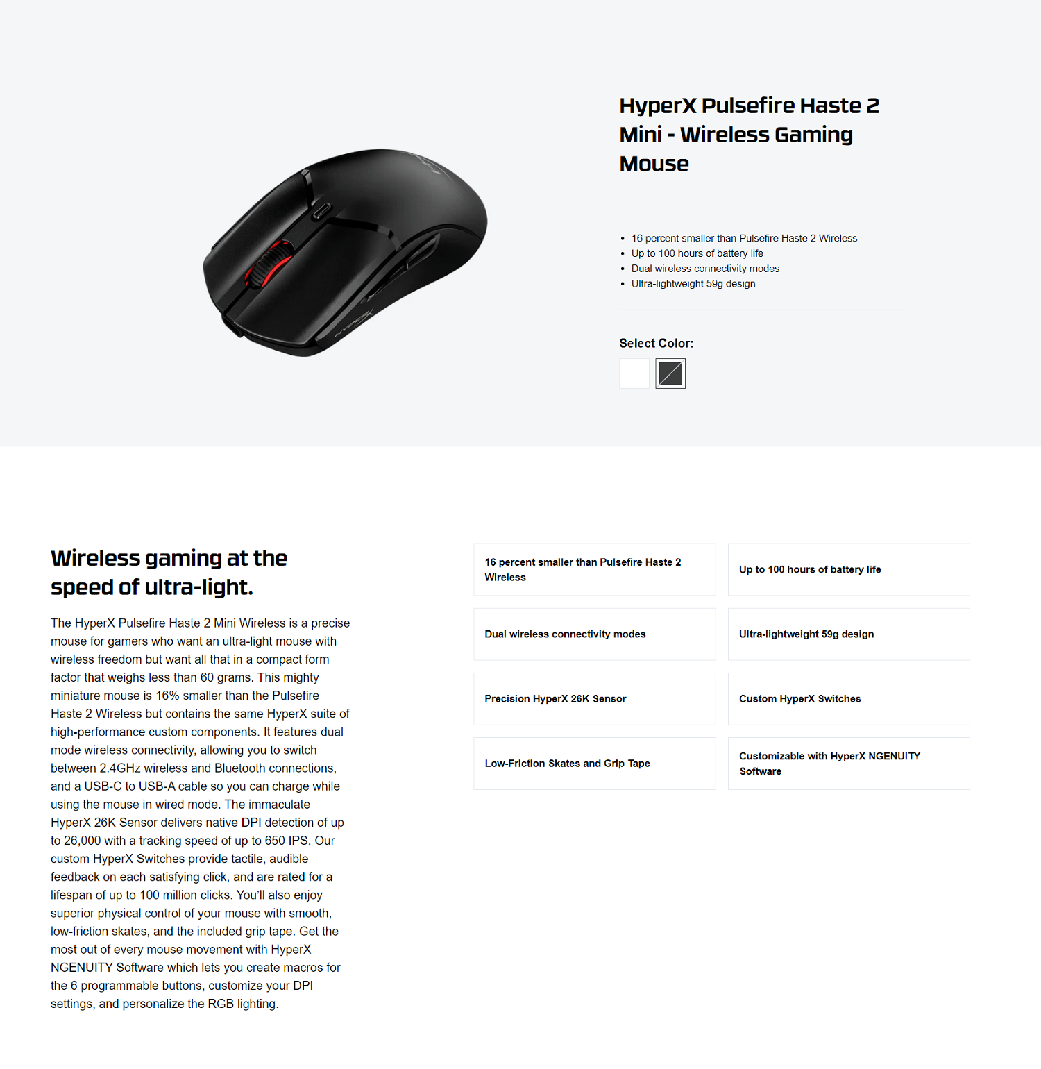 HYPER-X HYPERX PULSEFIRE HASTE 2 / HASTE 2 MINI WIRED / WIRLESS GAMING ...
