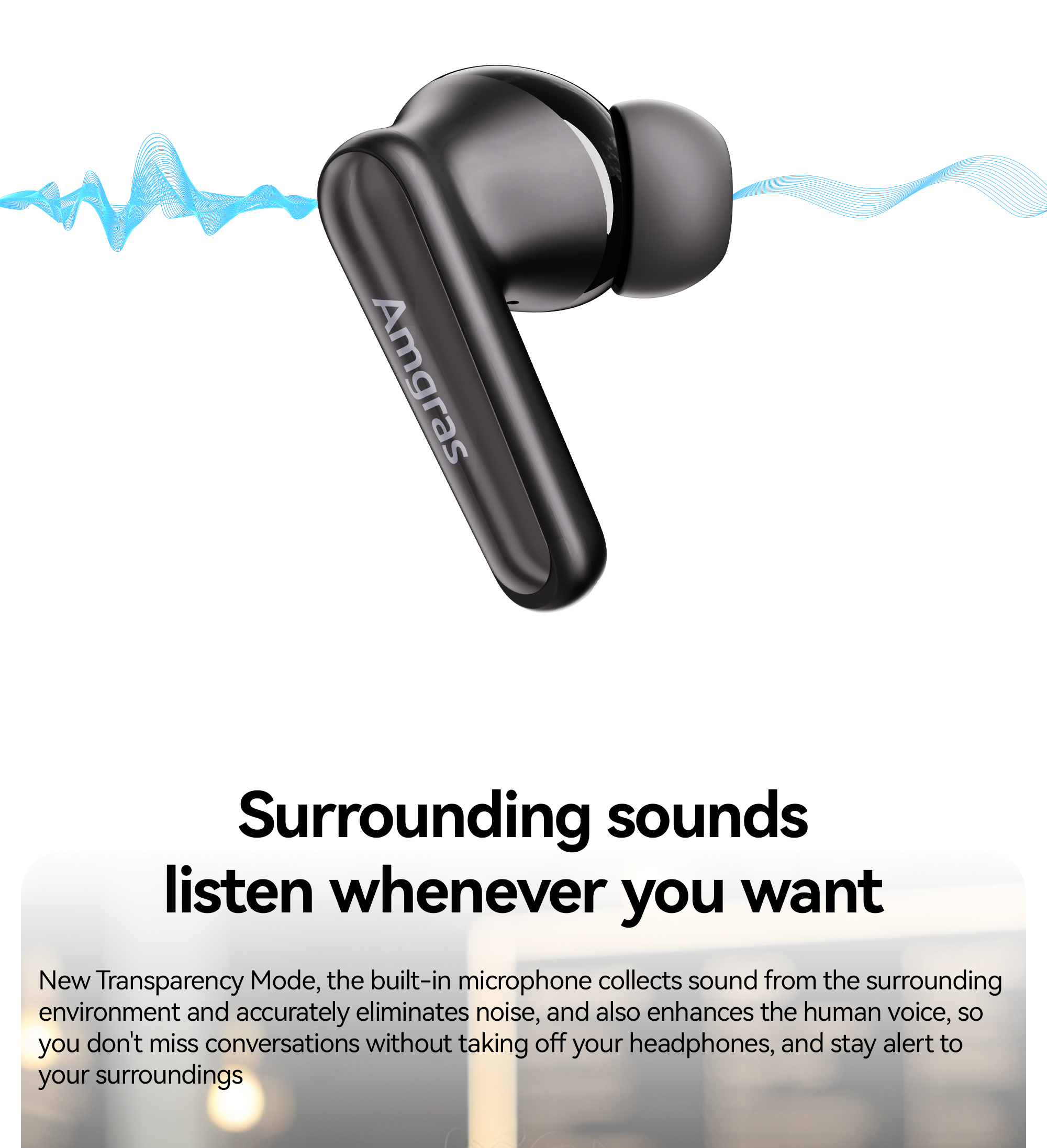 Amgras Eternity Ⅲ NC Wireless earphone Bluetooth Earbud Gaming ANC ...