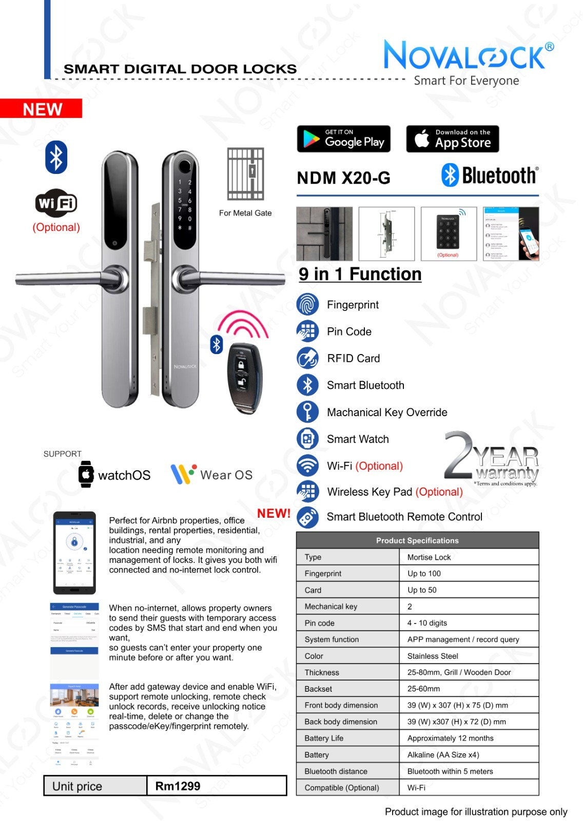 Novalock NDM X20-G Smart Grill Door Lock with Remote Control | Shopee ...